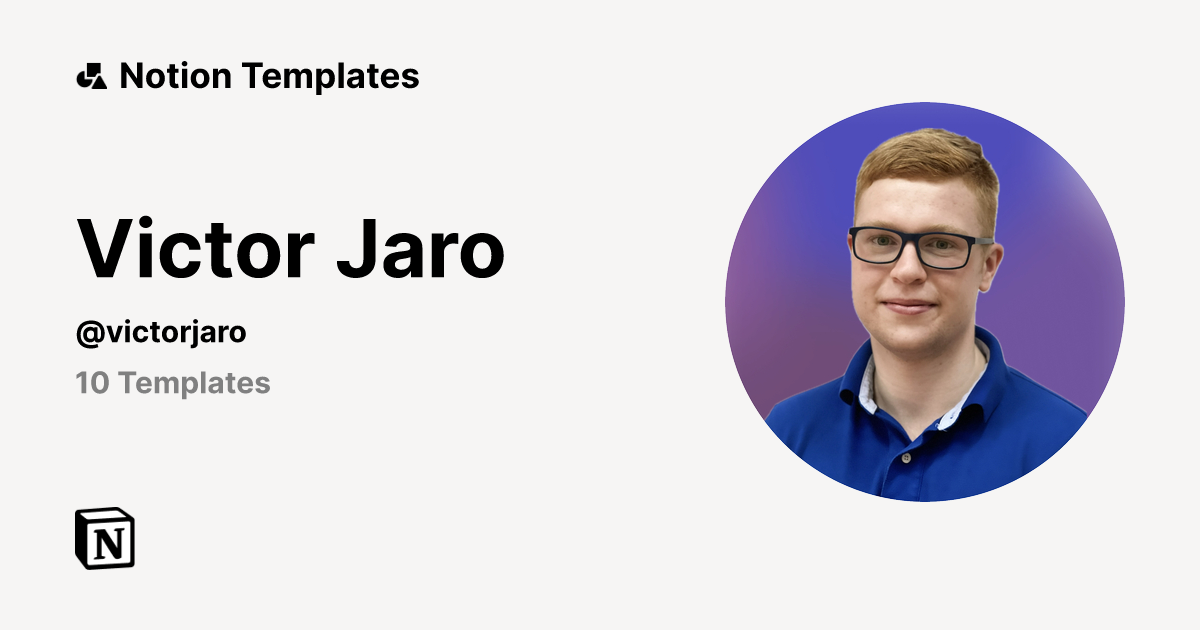 Victor Jaro | Template Creator | Notion Marketplace