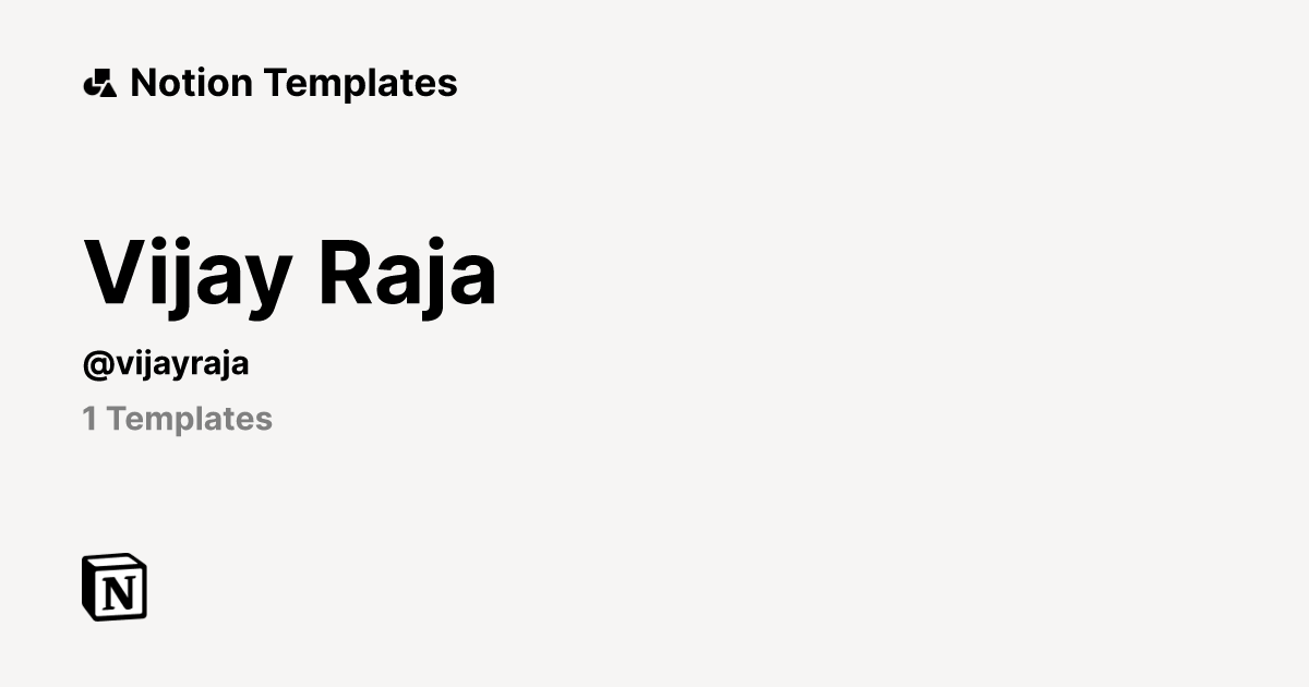 Vijay Raja | Template Creator | Notion Marketplace