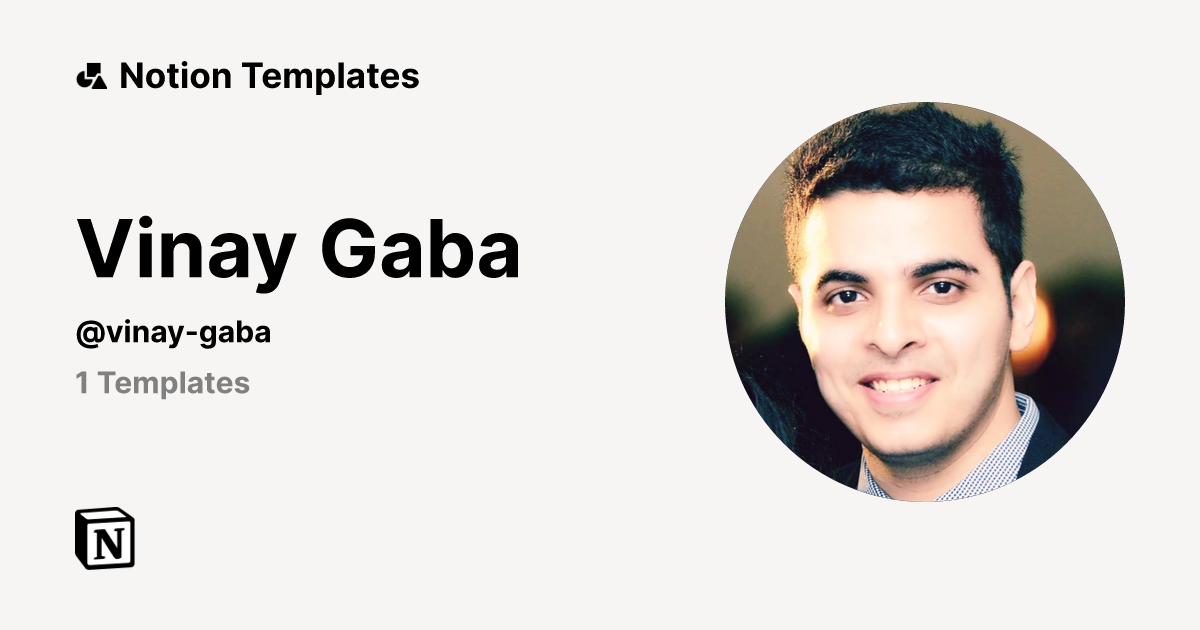 Vinay Gaba | Template Creator | Notion Marketplace