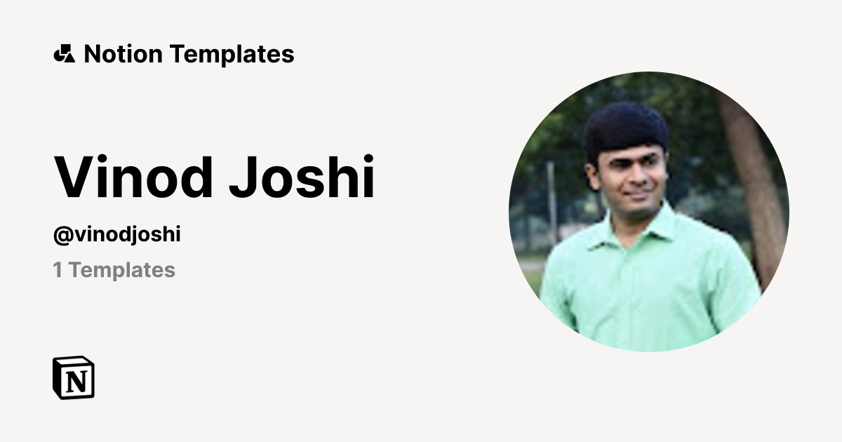 Vinod Joshi | Template Creator | Notion Marketplace