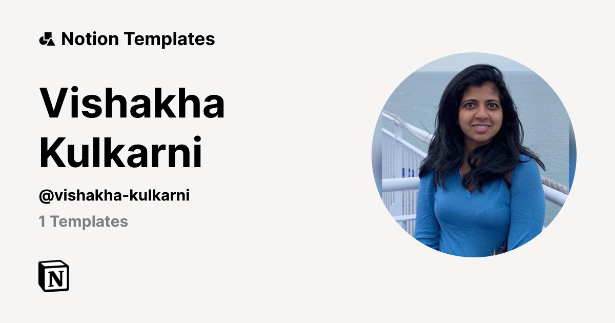 Vishakha Kulkarni | Template Creator | Notion Marketplace