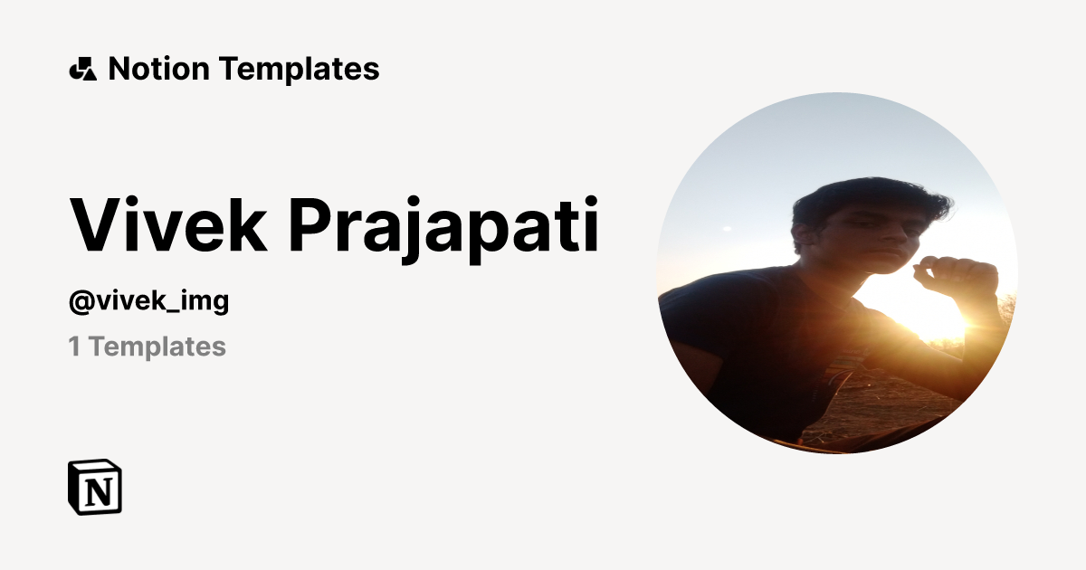 Vivek Prajapati | Template Creator | Notion Marketplace