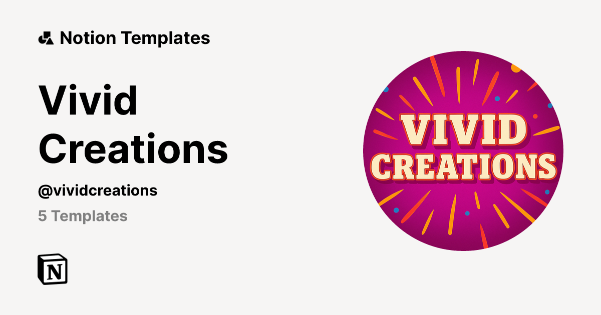 Vivid Creations | Template Creator | Notion Marketplace