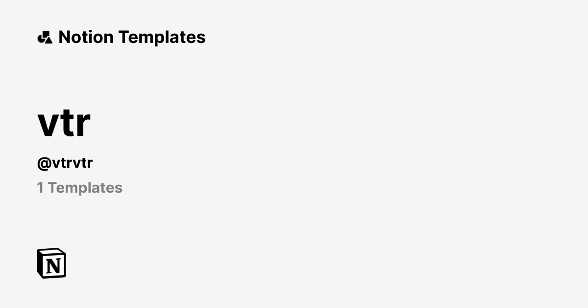 vtr | Template Creator | Notion Marketplace