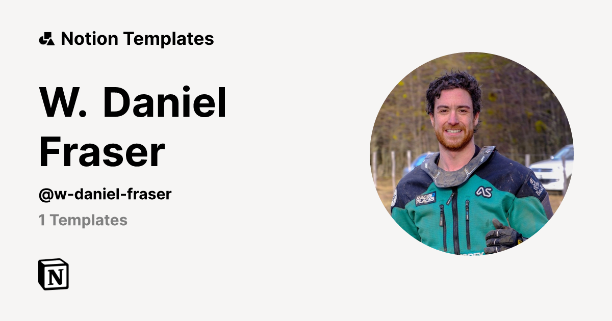 W. Daniel Fraser | Template Creator | Notion Marketplace