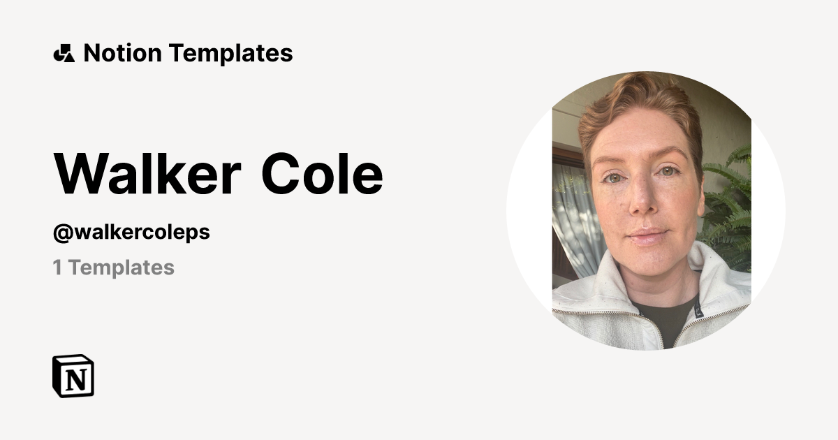 Walker Cole | Template Creator | Notion Marketplace