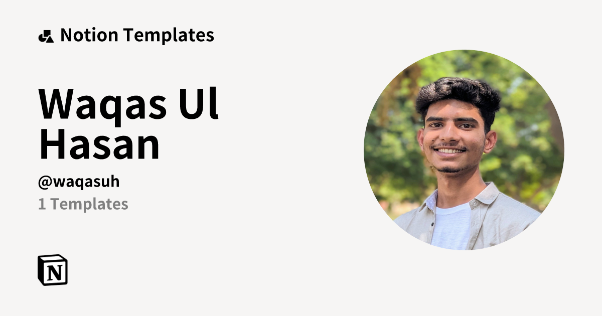 Waqas Ul Hasan | Template Creator | Notion Marketplace