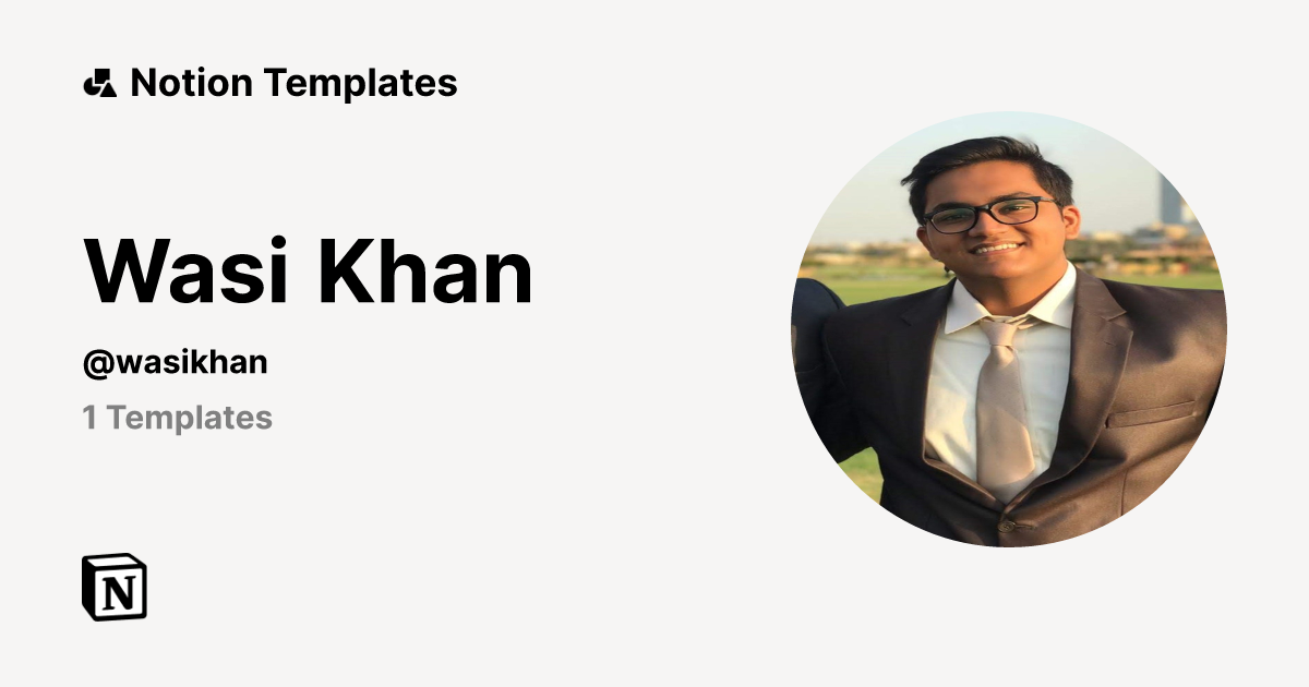 Wasi Khan | Template Creator | Notion Marketplace