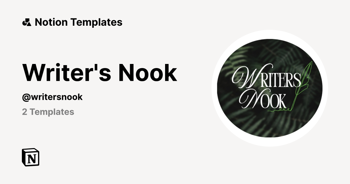 Writer's Nook | Template Creator | Notion Marketplace