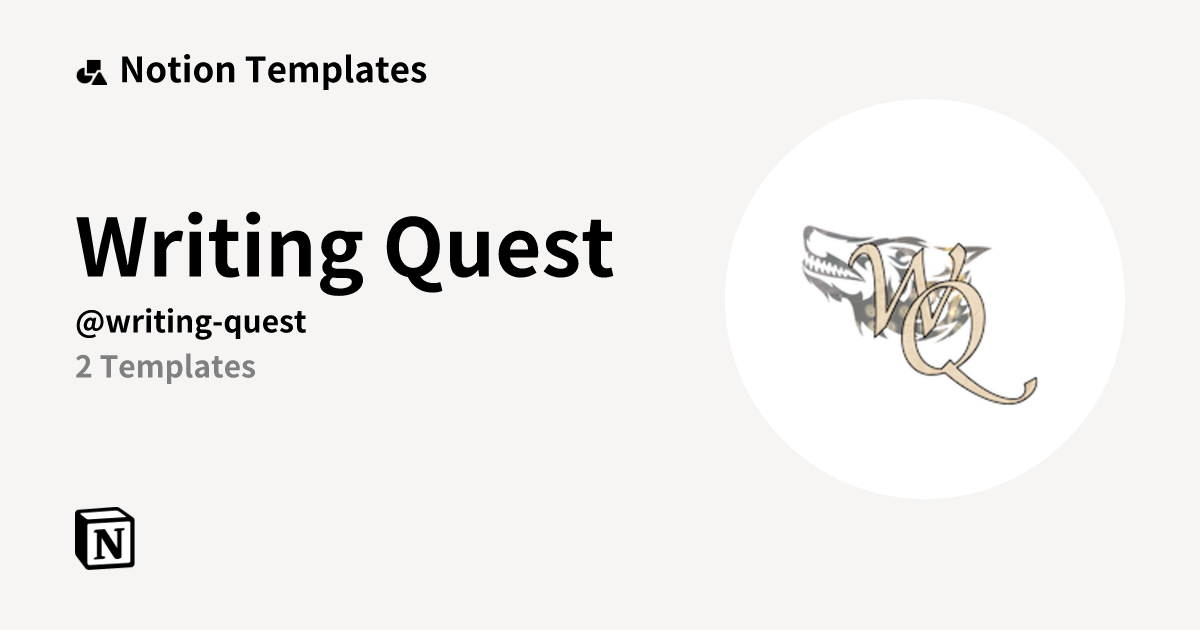 Writing Quest | Template Creator | Notion Marketplace