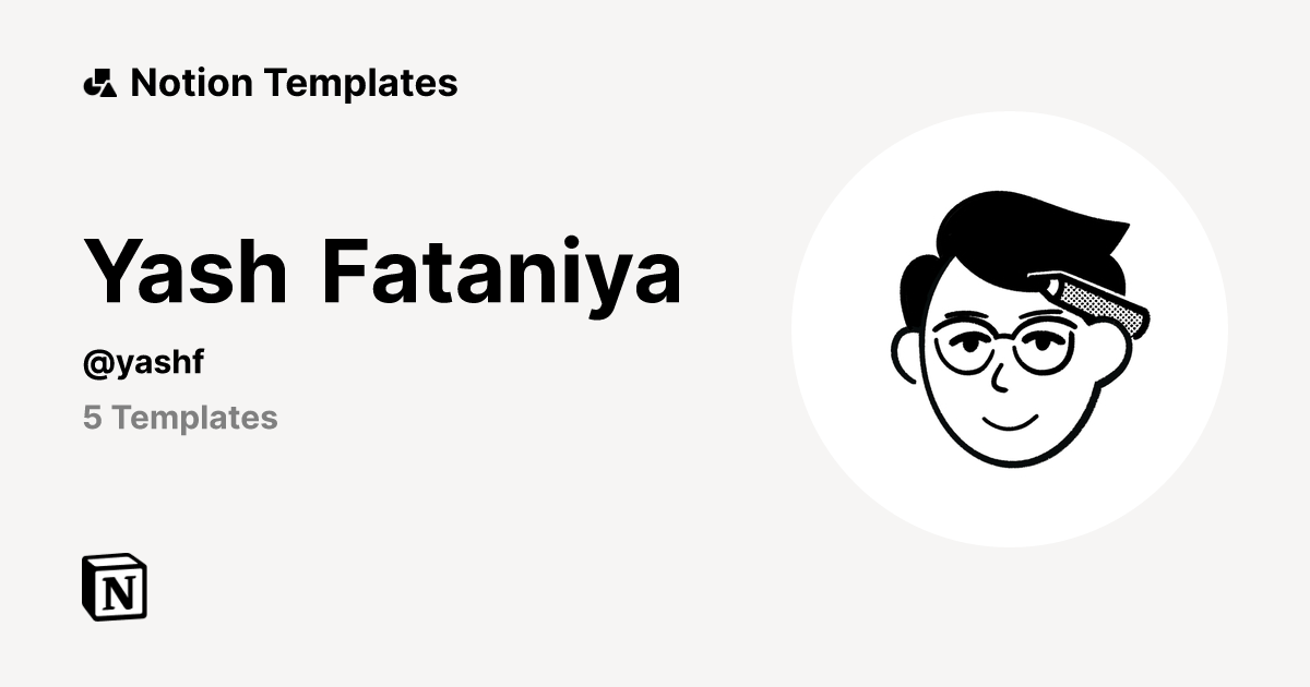 Yash Fataniya | Template Creator | Notion Marketplace
