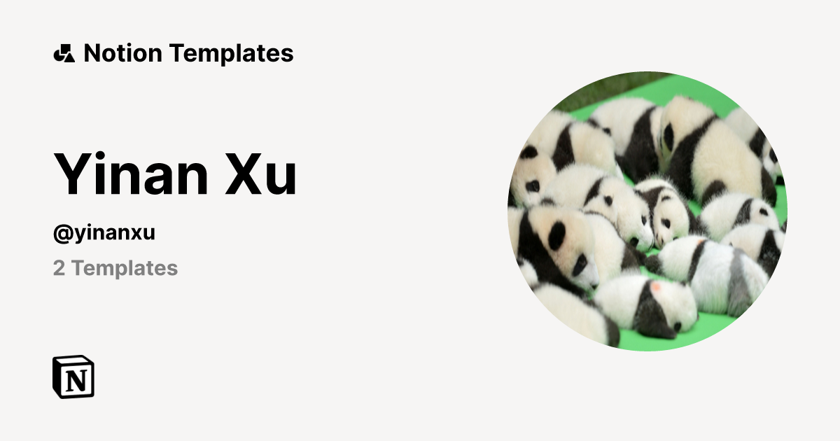 Yinan Xu | Template Creator | Notion Marketplace