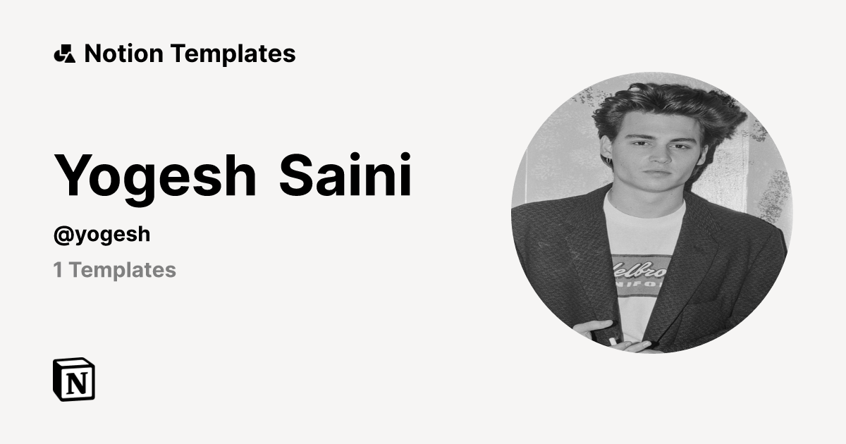 Yogesh Saini | Template Creator | Notion Marketplace