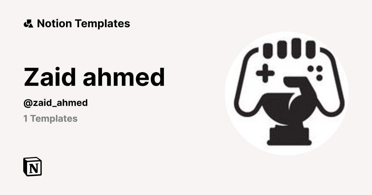 Zaid ahmed | Template Creator | Notion Marketplace