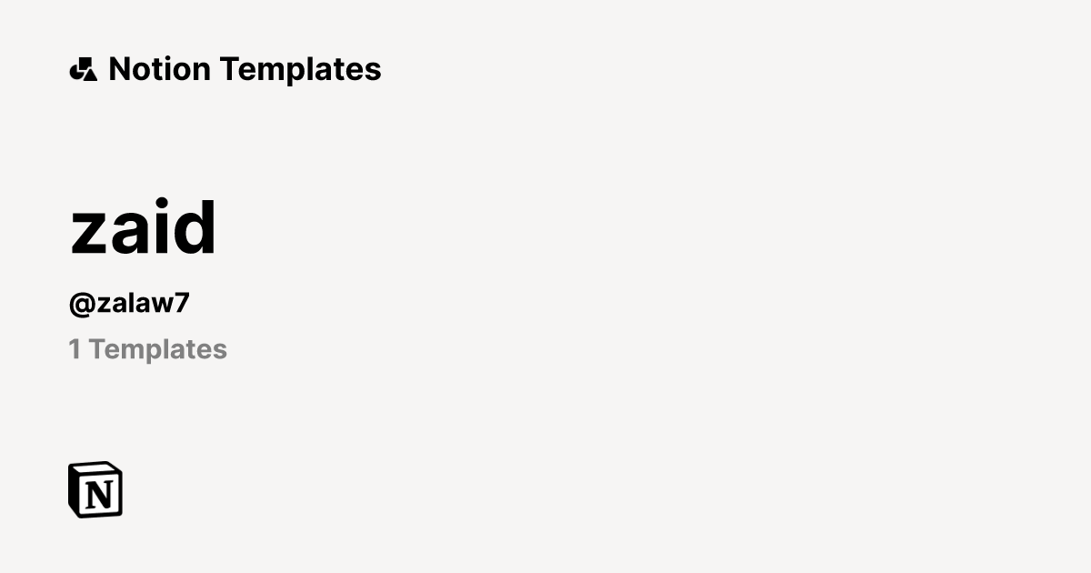 zaid | Template Creator | Notion Marketplace