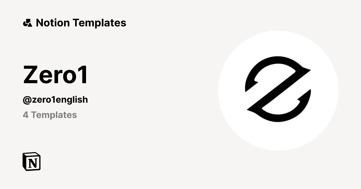 Zero1 | Template Creator | Notion Marketplace