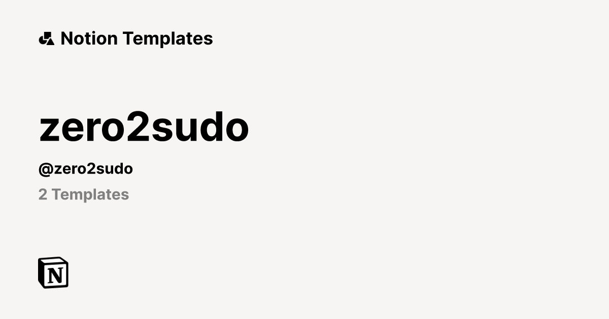zero2sudo | Template Creator | Notion Marketplace