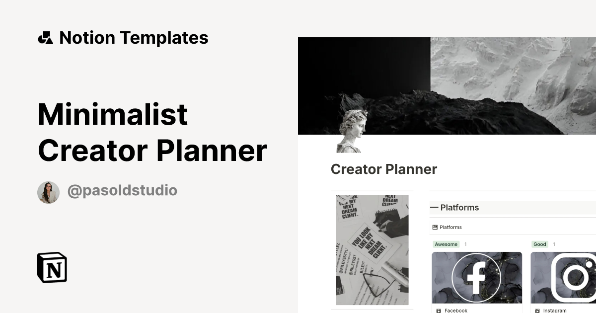 Minimalist Creator Planner Template | Notion Marketplace