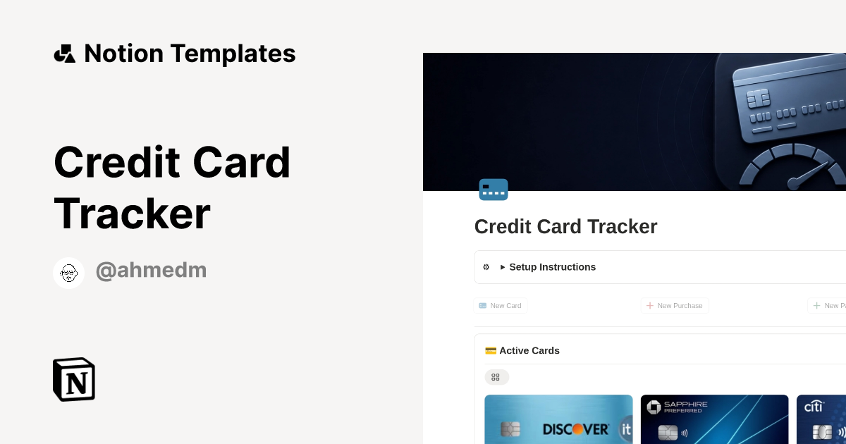 Credit Card Tracker Template | Notion Marketplace