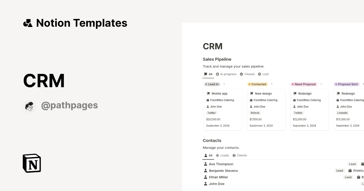 CRM Template | Notion Marketplace