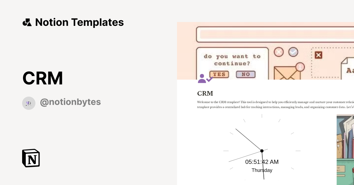 CRM Template by Notion Bytes | Notion Marketplace