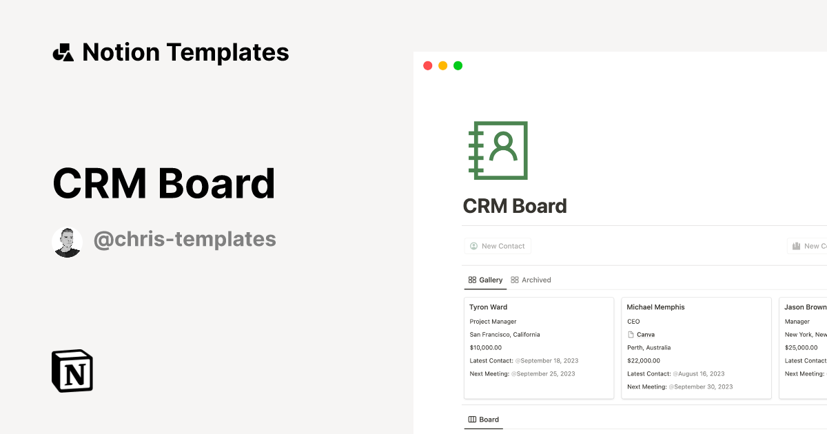 CRM Board Template | Notion Marketplace