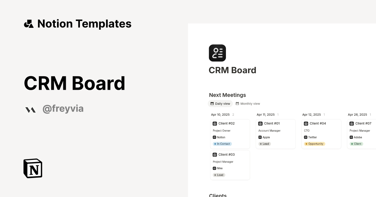 CRM Board Template | Notion Marketplace