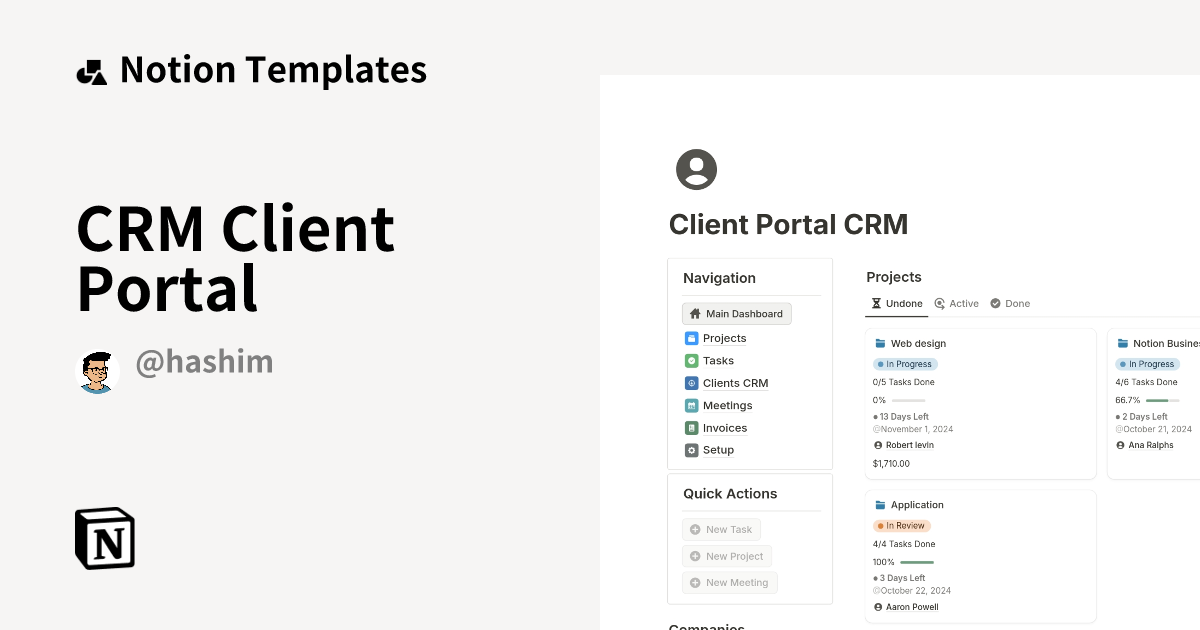 CRM Client Portal Template | Notion Marketplace