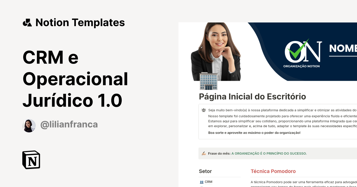 CRM e Operacional Jurídico 1.0 Template | Notion Marketplace