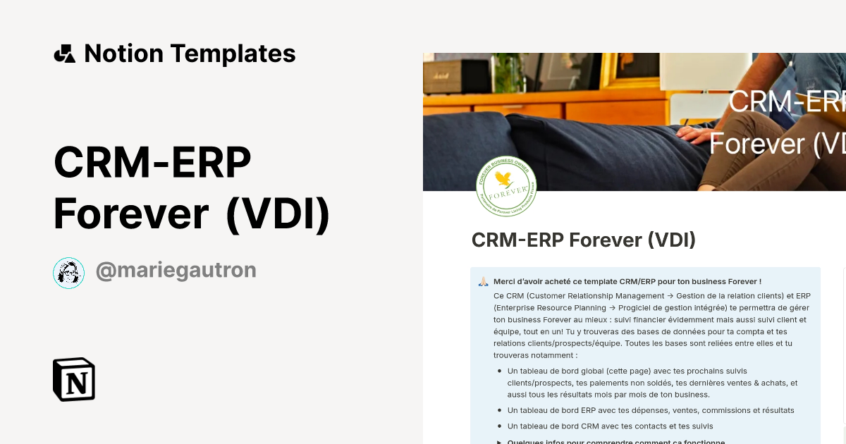CRM-ERP Forever (VDI) Template by Marie Gautron 💙 WebOrga | Notion ...