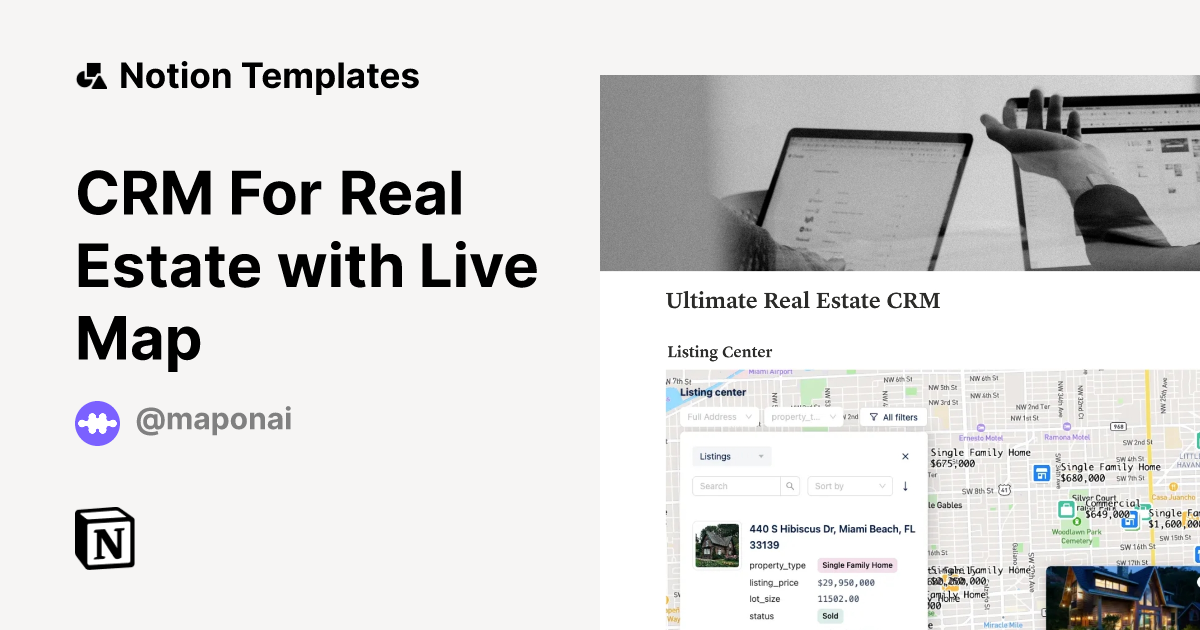 CRM For Real Estate with Live Map Template | Notion Marketplace