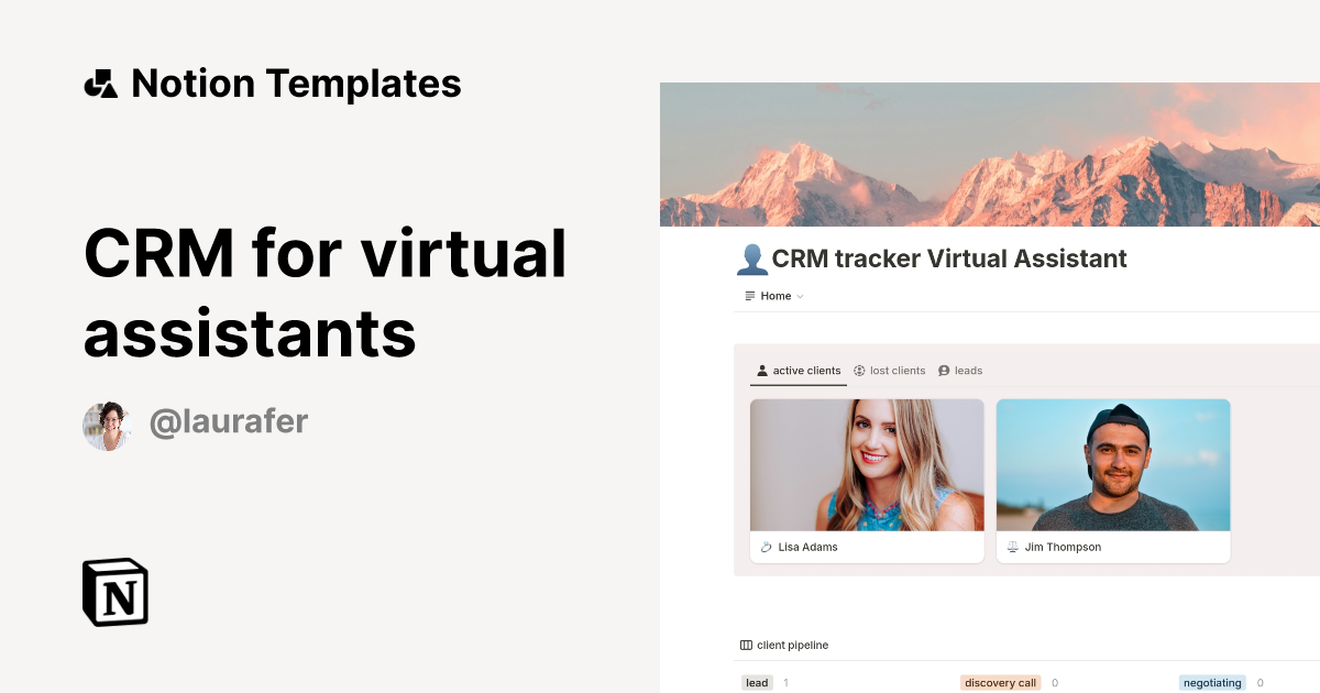 CRM for virtual assistants Template by LauraFer | Virtual assistant | Notion Marketplace