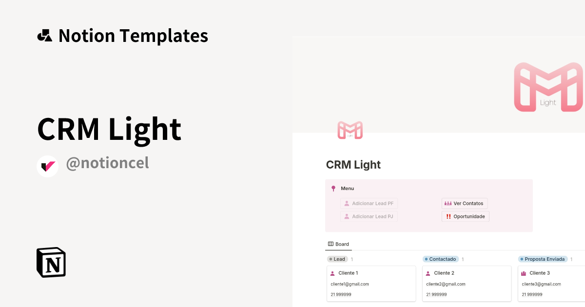 CRM Light Template by Notioncel | Notion Marketplace