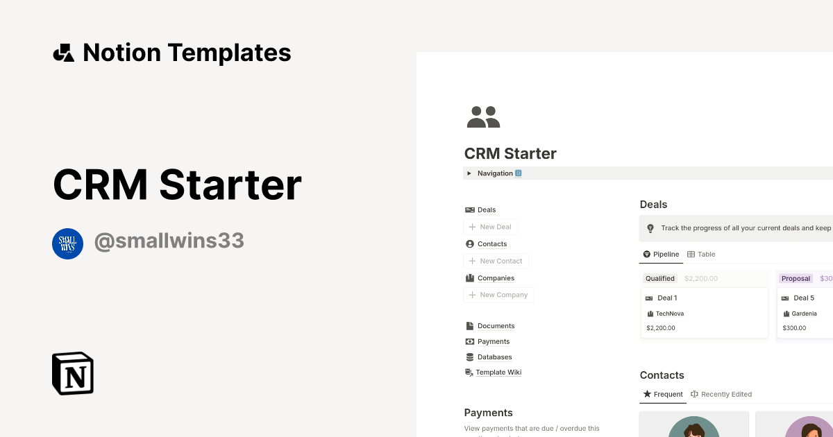 CRM Starter Template | Notion Marketplace