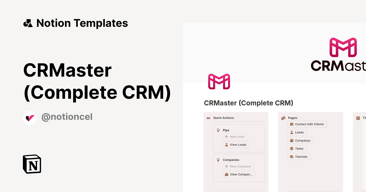 CRMaster (Complete CRM) Template | Notion Marketplace