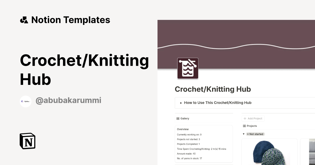 Crochet/Knitting Hub Template by MyHueDesigns | Notion Marketplace