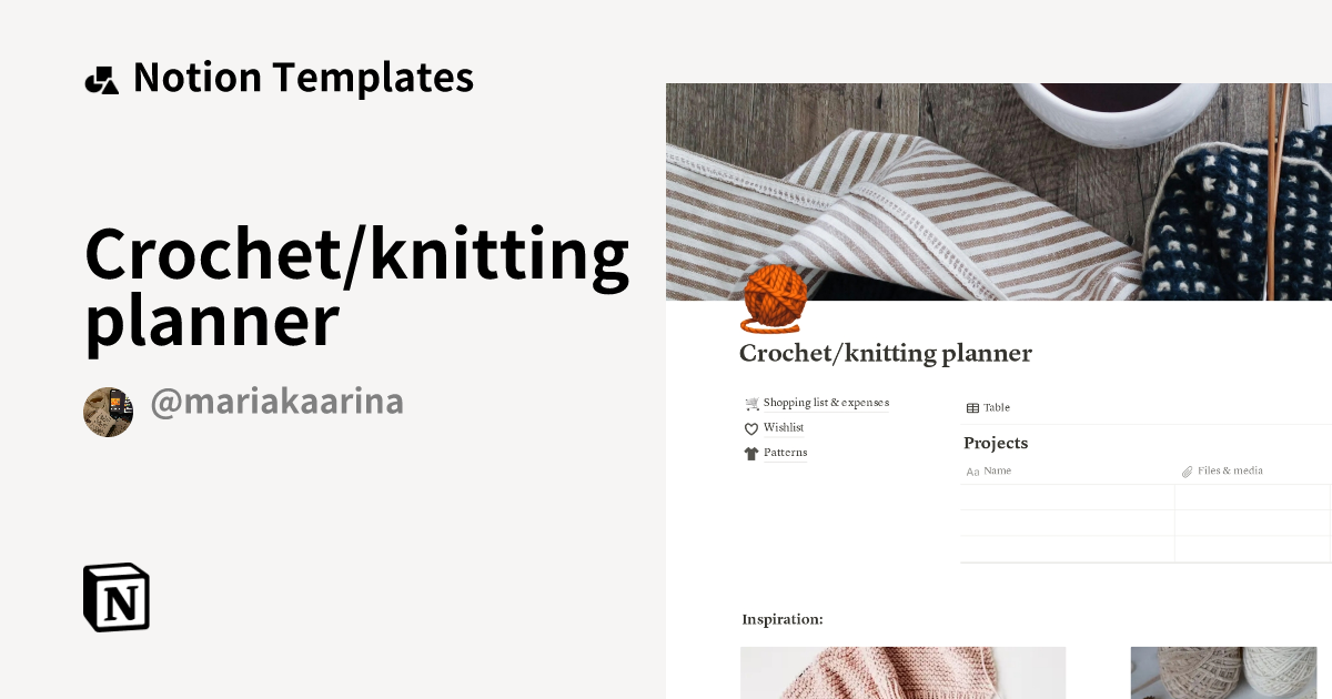 Crochet/knitting planner Template | Notion Marketplace