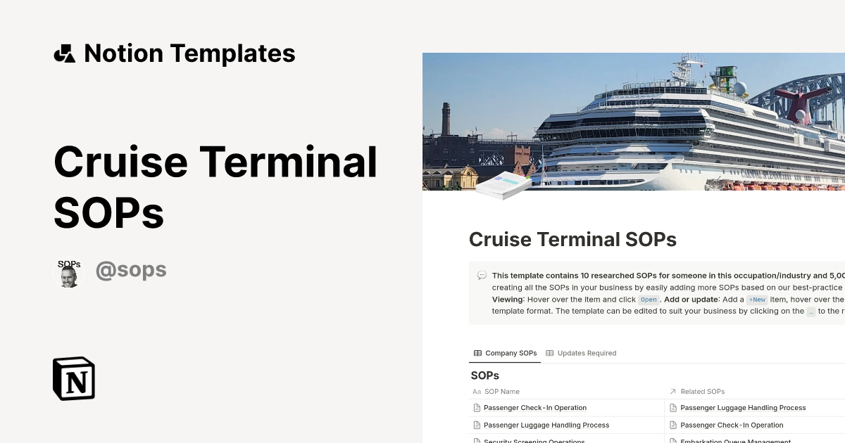 Cruise Terminal SOPs Template | Notion Marketplace