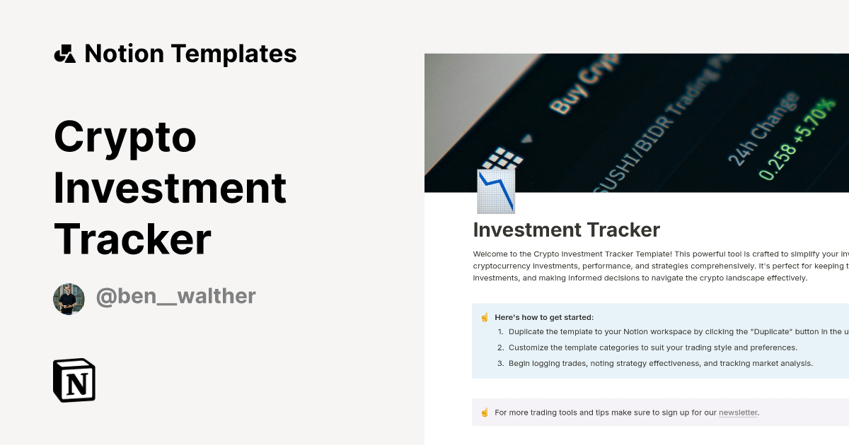 Crypto Investment Tracker Template by Ben Walther | Notion Marketplace