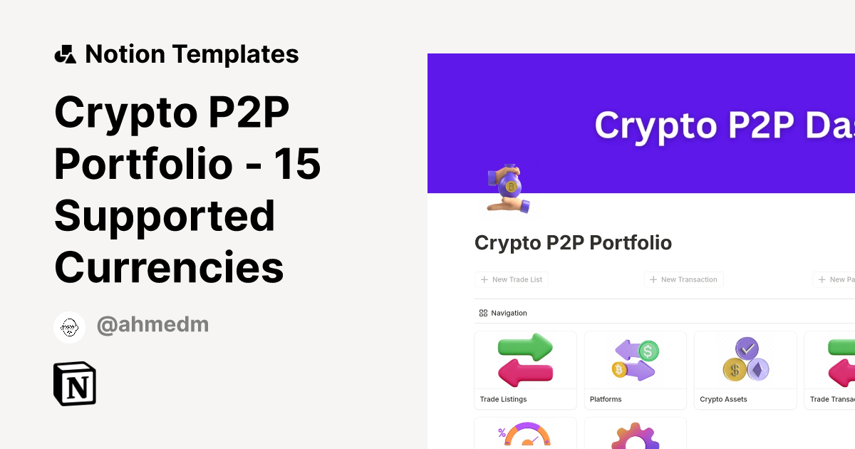 Crypto P2P Portfolio - 15 Supported Currencies Template | Notion ...