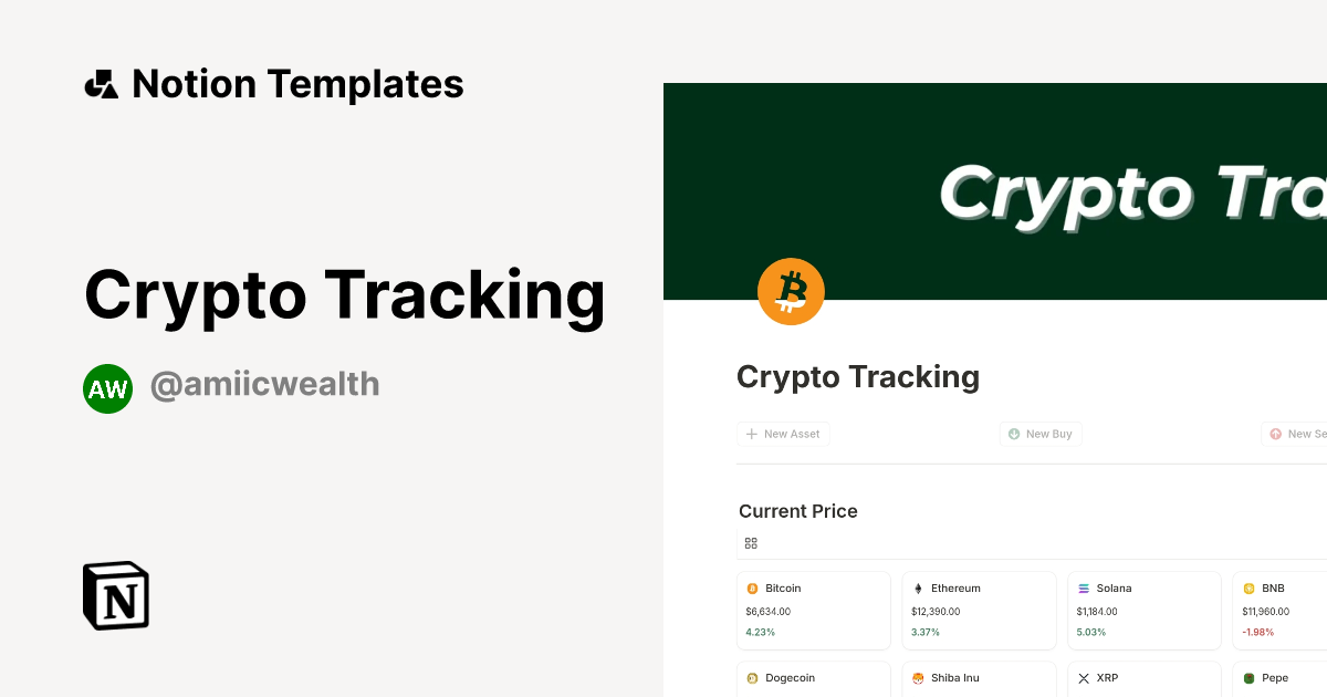 Crypto Tracking Template by AMIIC Wealth | Notion Marketplace