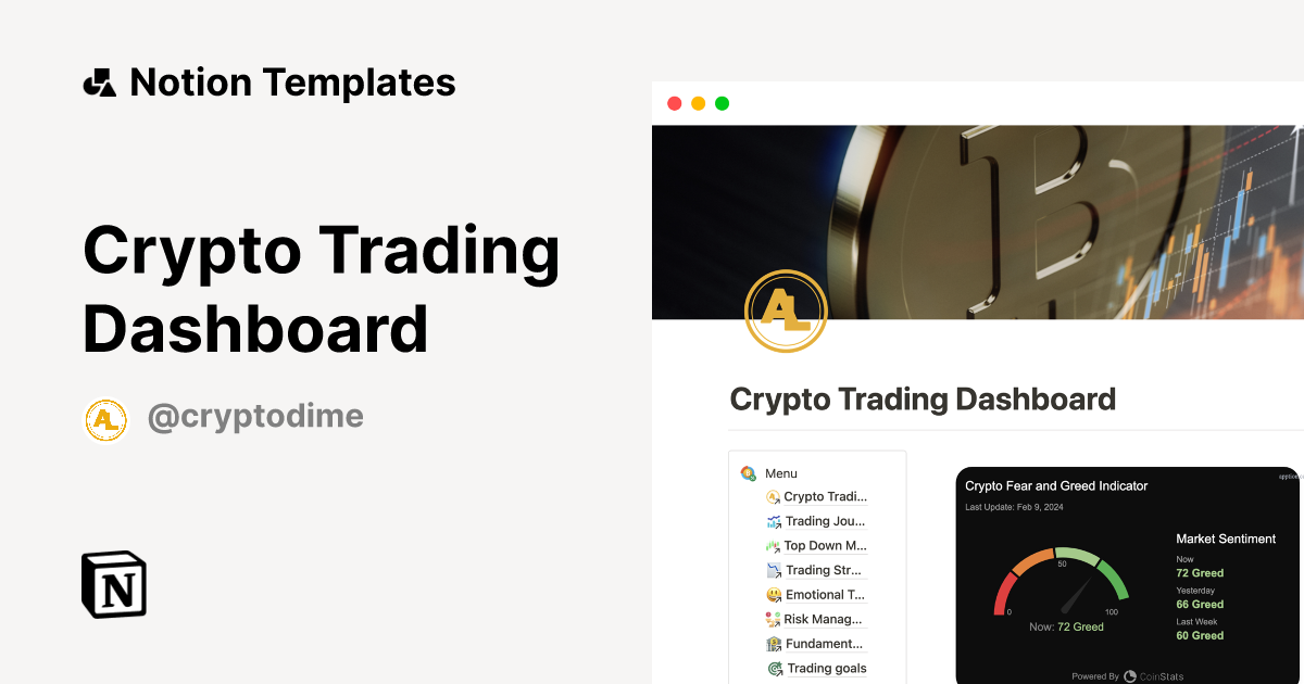 Crypto Trading Dashboard Template by Cryptodime | Notion Marketplace
