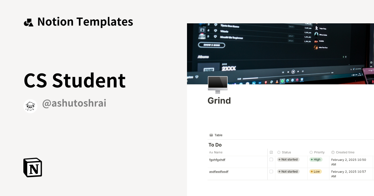 CS Student Template by Ashutosh | Notion Marketplace