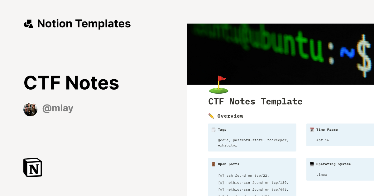 CTF Notes Template | Notion Marketplace