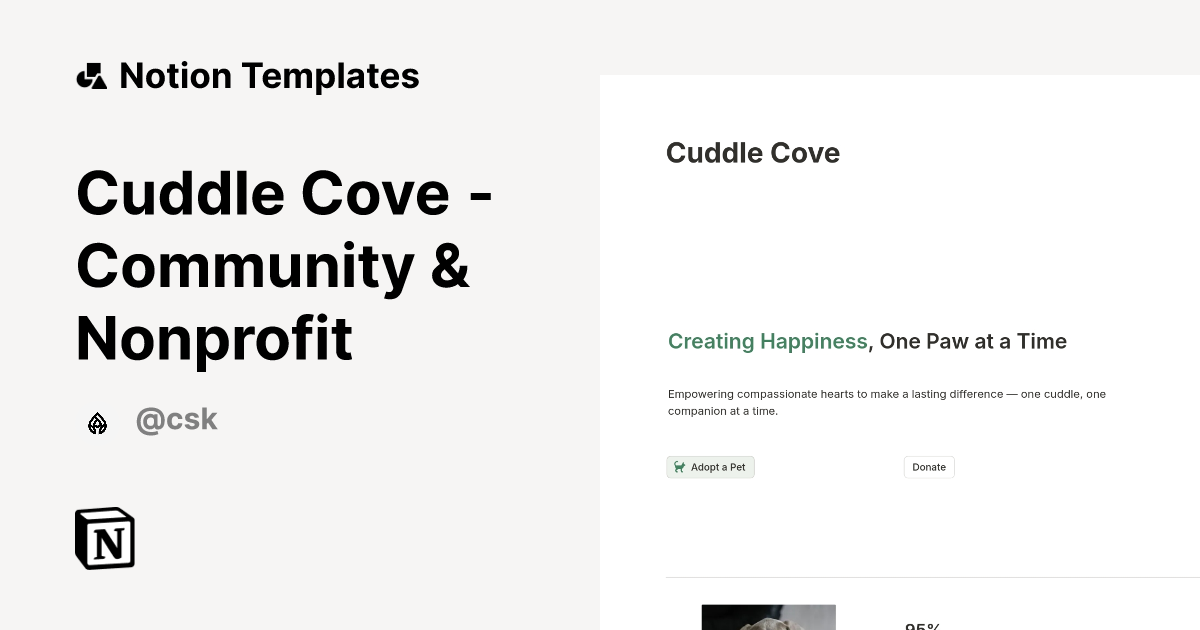 Cuddle Cove - Community & Nonprofit Template | Notion Marketplace