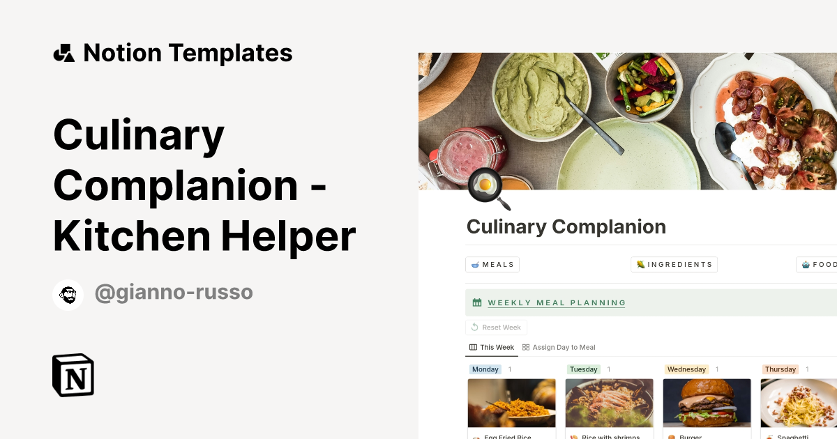 Culinary Complanion - Kitchen Helper Template by Gianno Russo | Notion ...