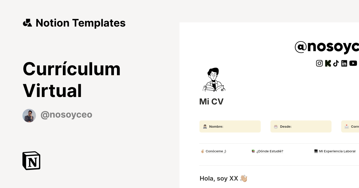 Currículum Virtual Template by Josecarlos de Lima | Notion Marketplace