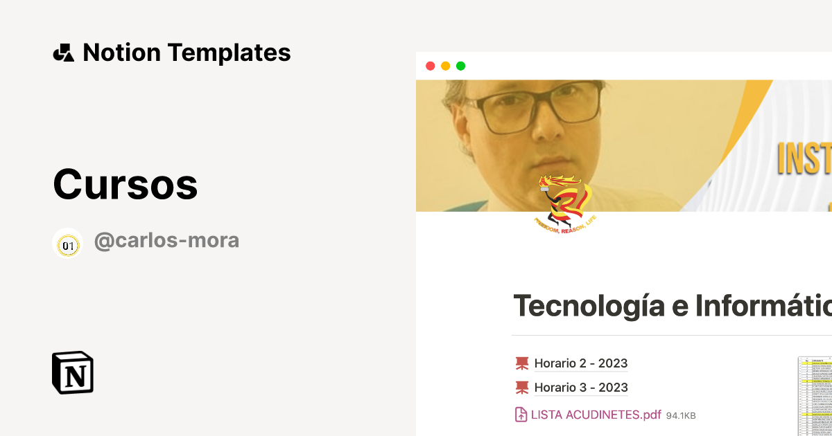 Cursos Template by Carlos Mora | Notion Marketplace