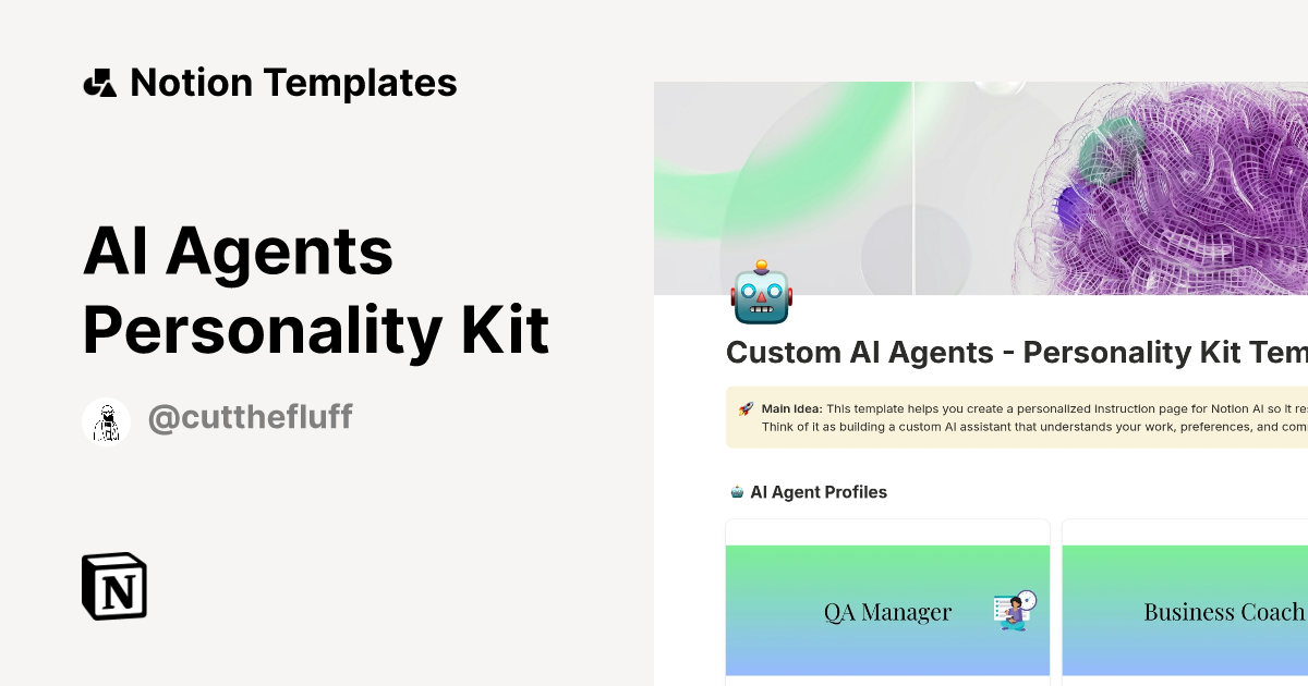 AI Agents Personality Kit Template by CutTheFluff | Notion Marketplace
