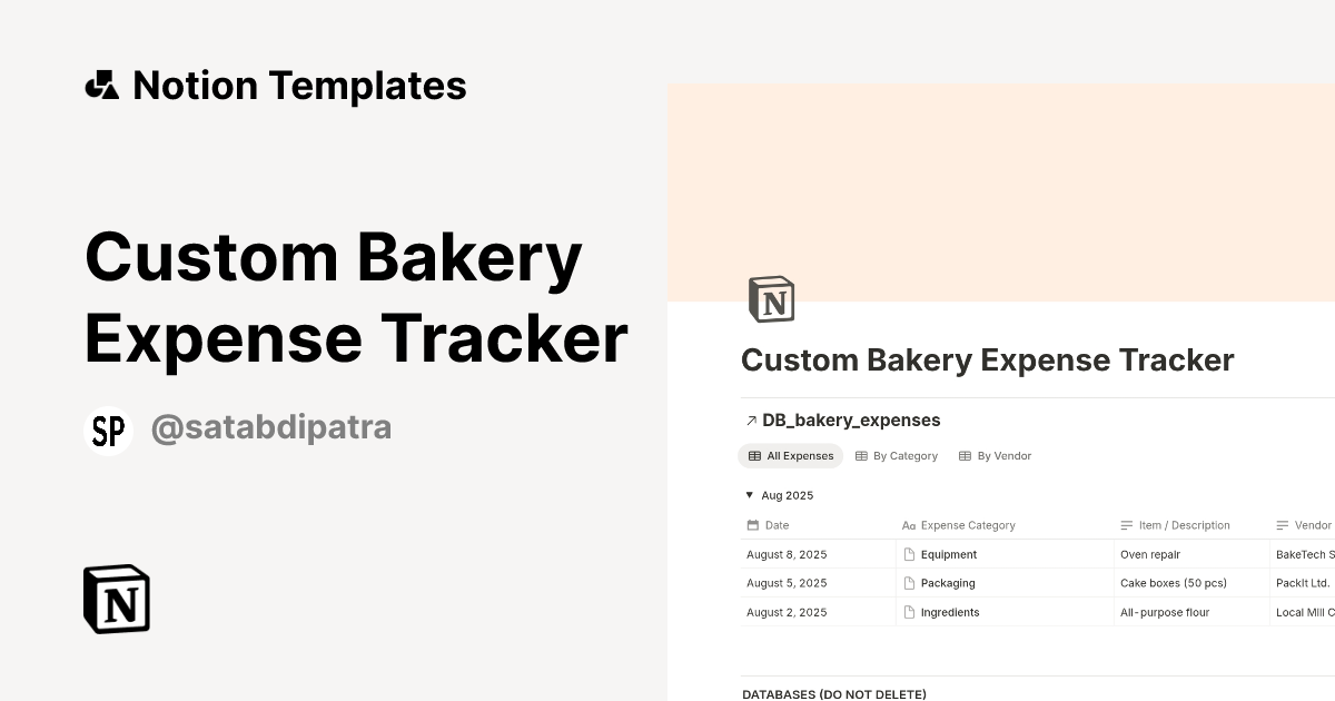 Custom Bakery Expense Tracker Template | Notion Marketplace
